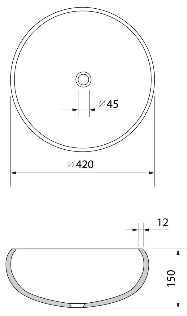 Sapho Sapho, GAVIOTA gravírované skleněné umyvadlo na desku Ø 42 cm, černá, TY306