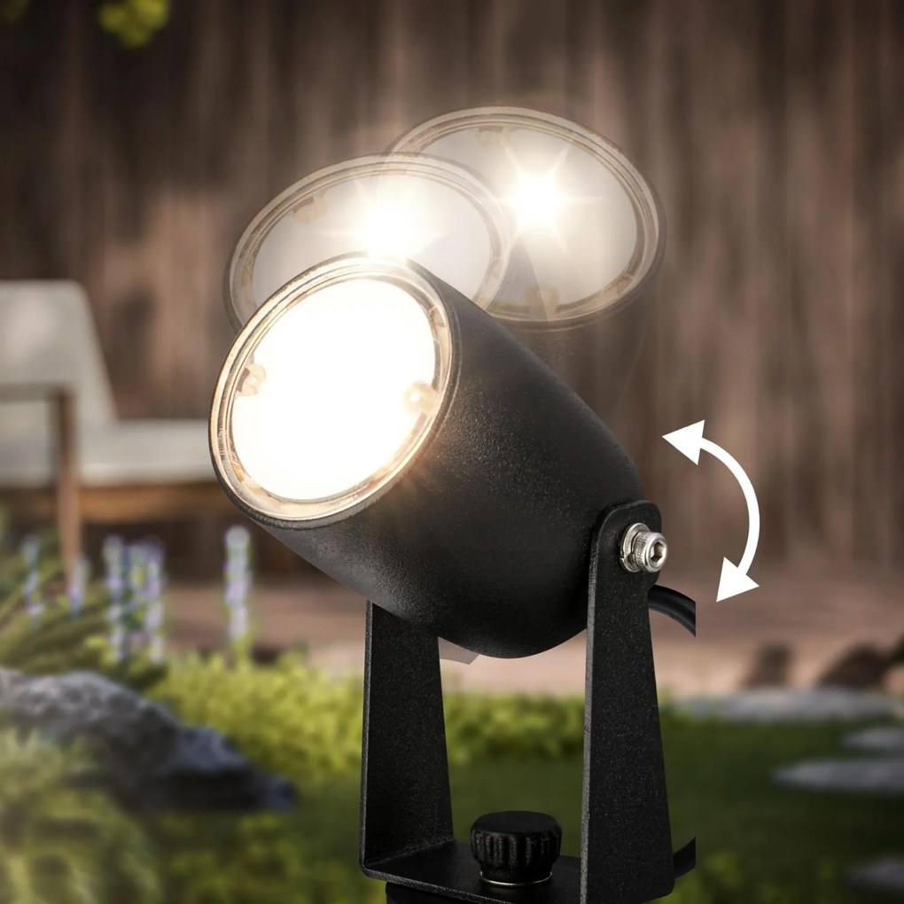 BRI 3927035 CONNECT TO SHINE startovací sada 12V zahradní osvětlení - trafo, 3x LED bodové svítidlo se zápichem, nastavitelné, IP65, černá - BRILONER
