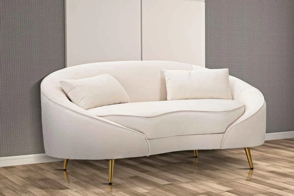Designová pohovka Yasmeen 148 cm krémová / zlatá