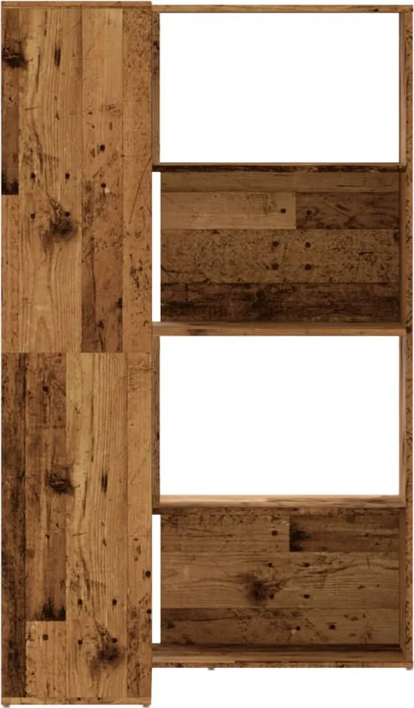 Rohová knihovna 4patrová old wood 85x85x140 cm kompozitní dřevo 3307817