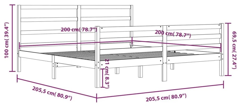 Rám postele bílý masivní borovice 200 x 200 cm,  3105027