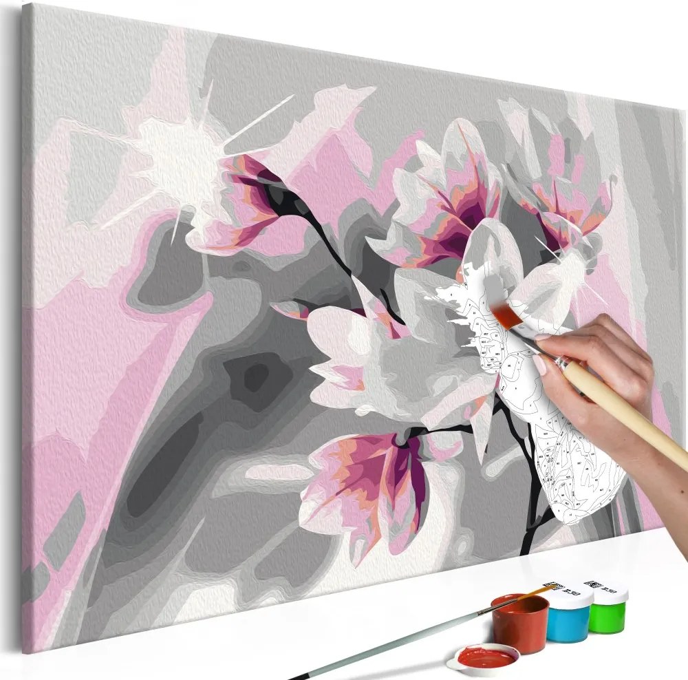 Bimago Malování podle čísel - Magnolia (Grey Background) | 60x40 cm