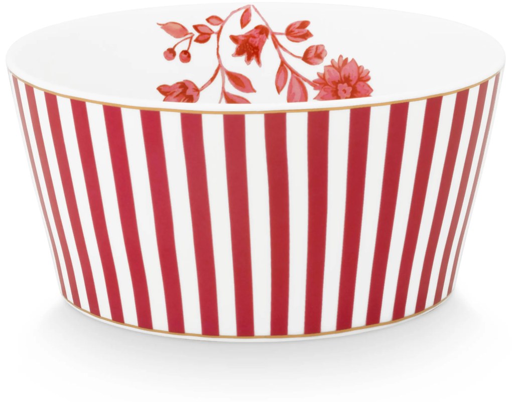 Pip Studio Royal stripes miska Ø12cm, bílo-tmavě růžová