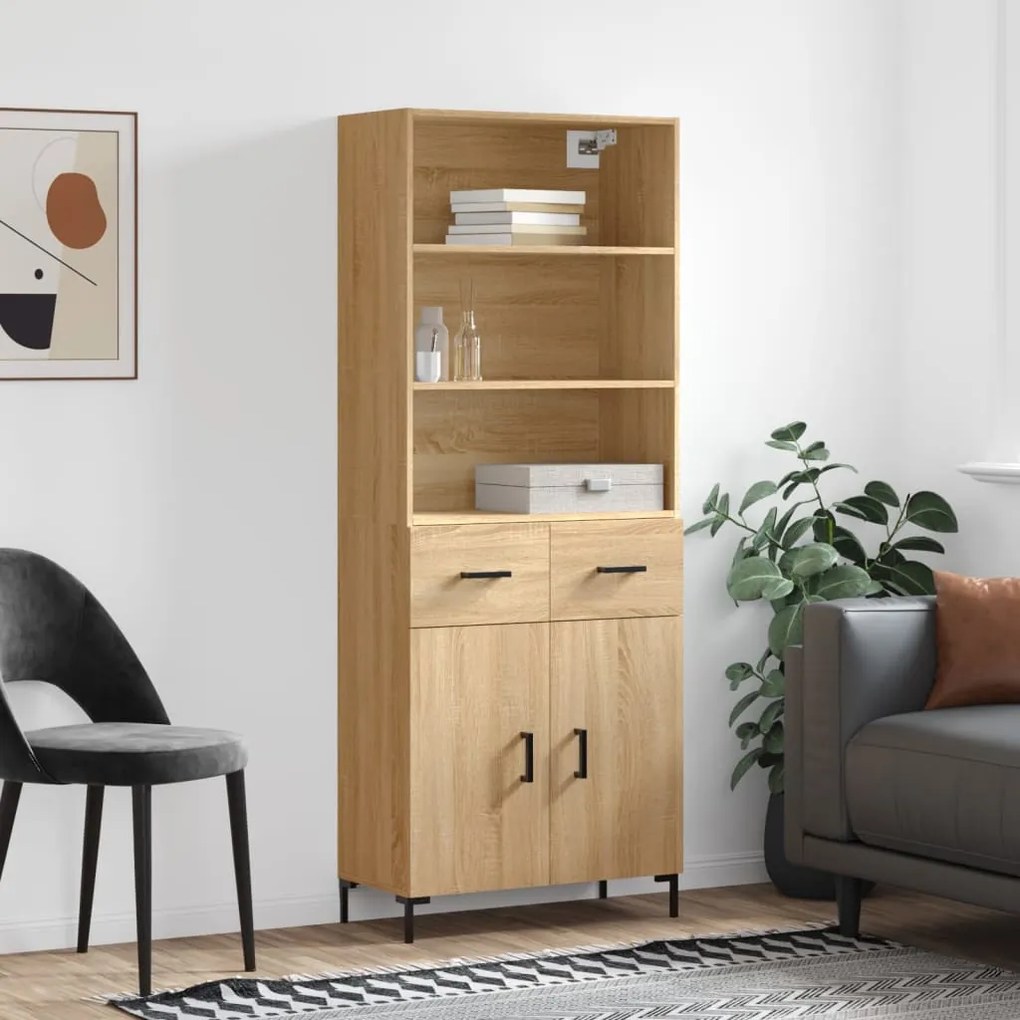 Skříň highboard dub sonoma 69,5 x 34 x 180 cm kompozitní dřevo 3200516
