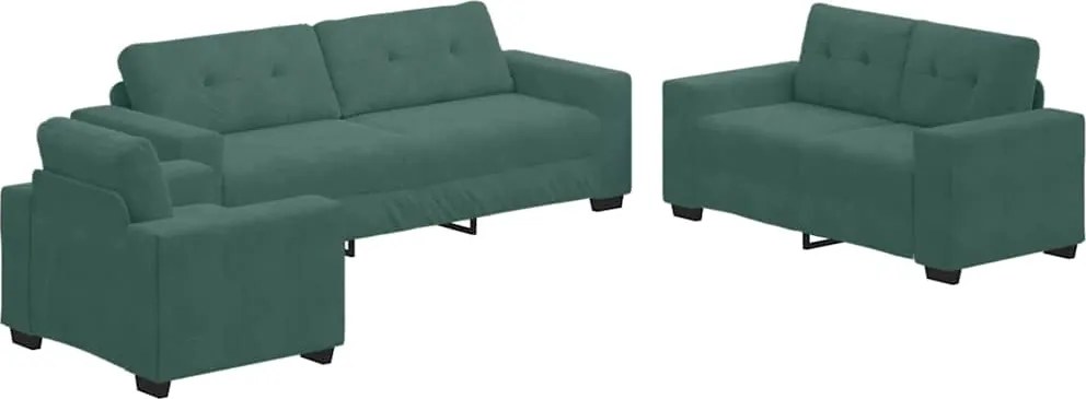 Set pohovek 3 ks Tmavě zelená samet 3324641