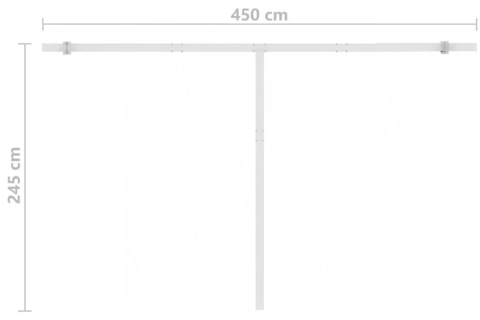 Ručně zatahovací markýza s LED světlem 450x300 cm Dekorhome Krémová