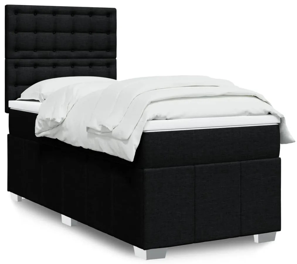 Box spring postel s matrací černá 90x200 cm textil 3293867