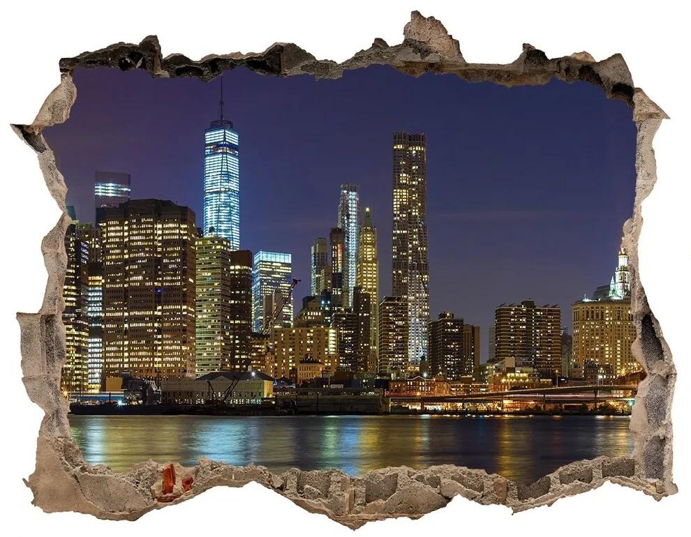 Wallmuralia Fototapeta díra na zeď 3D Manhattan noc 95x64 cm