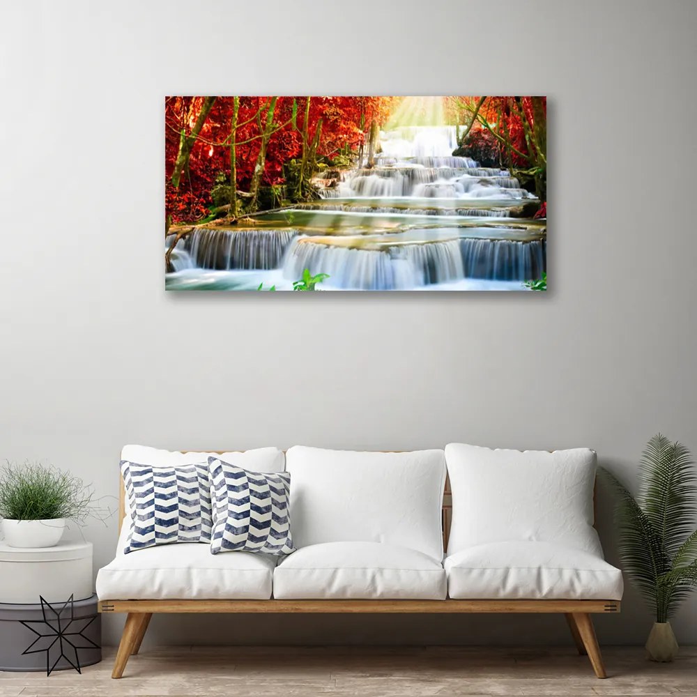 Obraz na plátně Vodopád Příroda Les 140x70 cm