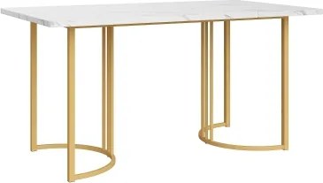 Aosom Obdélníkový kuchyňský stůl s pevnou kovovou konstrukcí, 140 x 80 x 75 cm, bílá