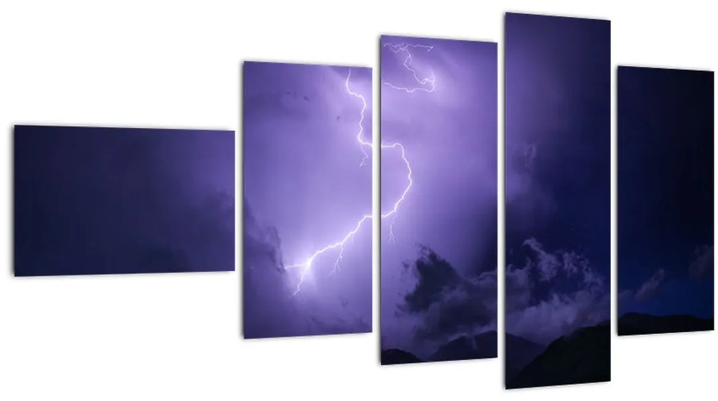Obraz - fialová obloha a blesk (110x60 cm), 40 dalších rozměrů