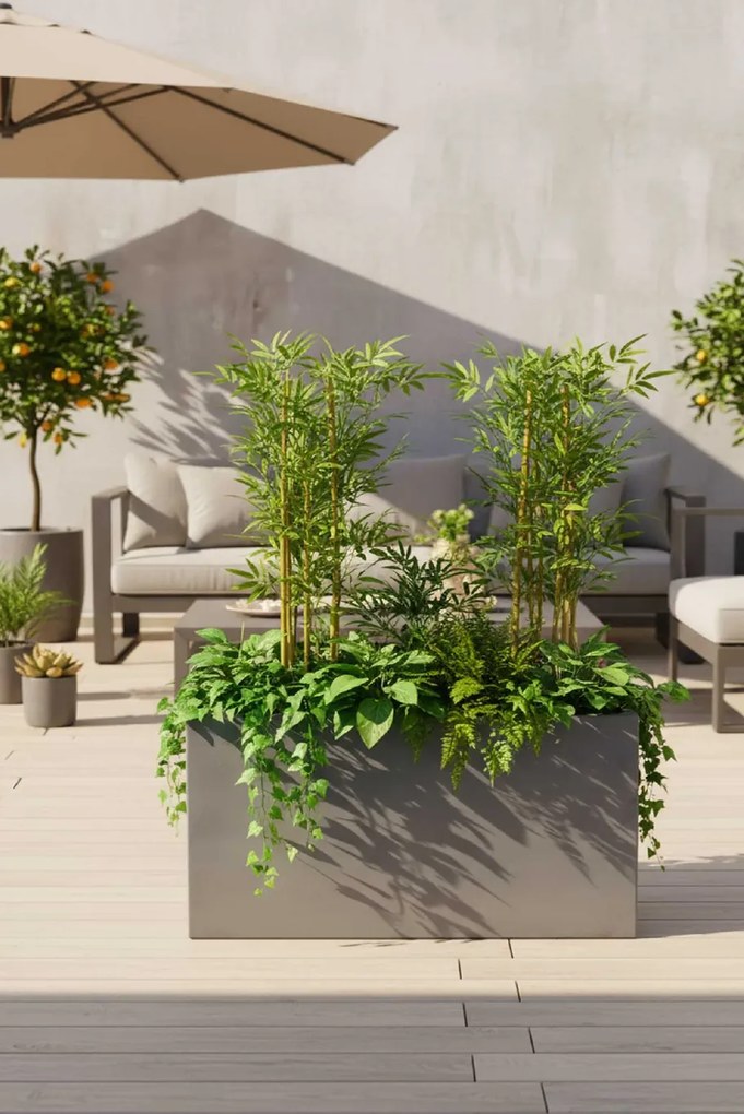Květináč ELEMENTO SLIM, sklolaminát, šířka 90 cm, beton design, šedá