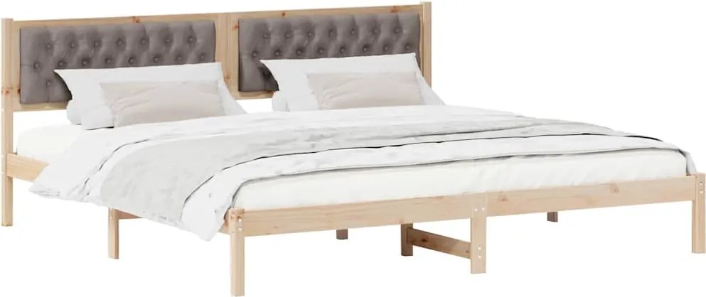 Rám postele s čelo Taupe 200 x 200 cm Masivní borové dřevo 3394236