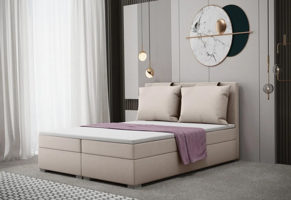 Expedo VÝPRODEJ Čalouněná postel boxspring DINAMO + topper, 140x200, soro 23