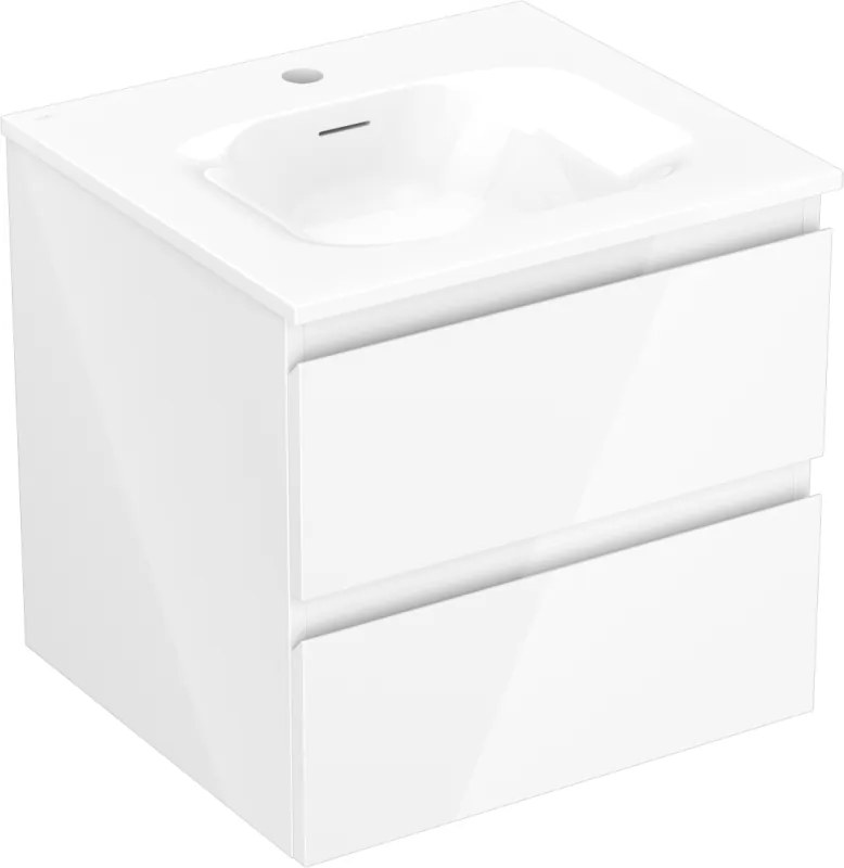 Mexen Orio, koupelnová skříňka 50 cm s umyvadlem Vela, 2 zásuvky, bílá lesklá, 91A10-05047-2-BFF00-W23M00