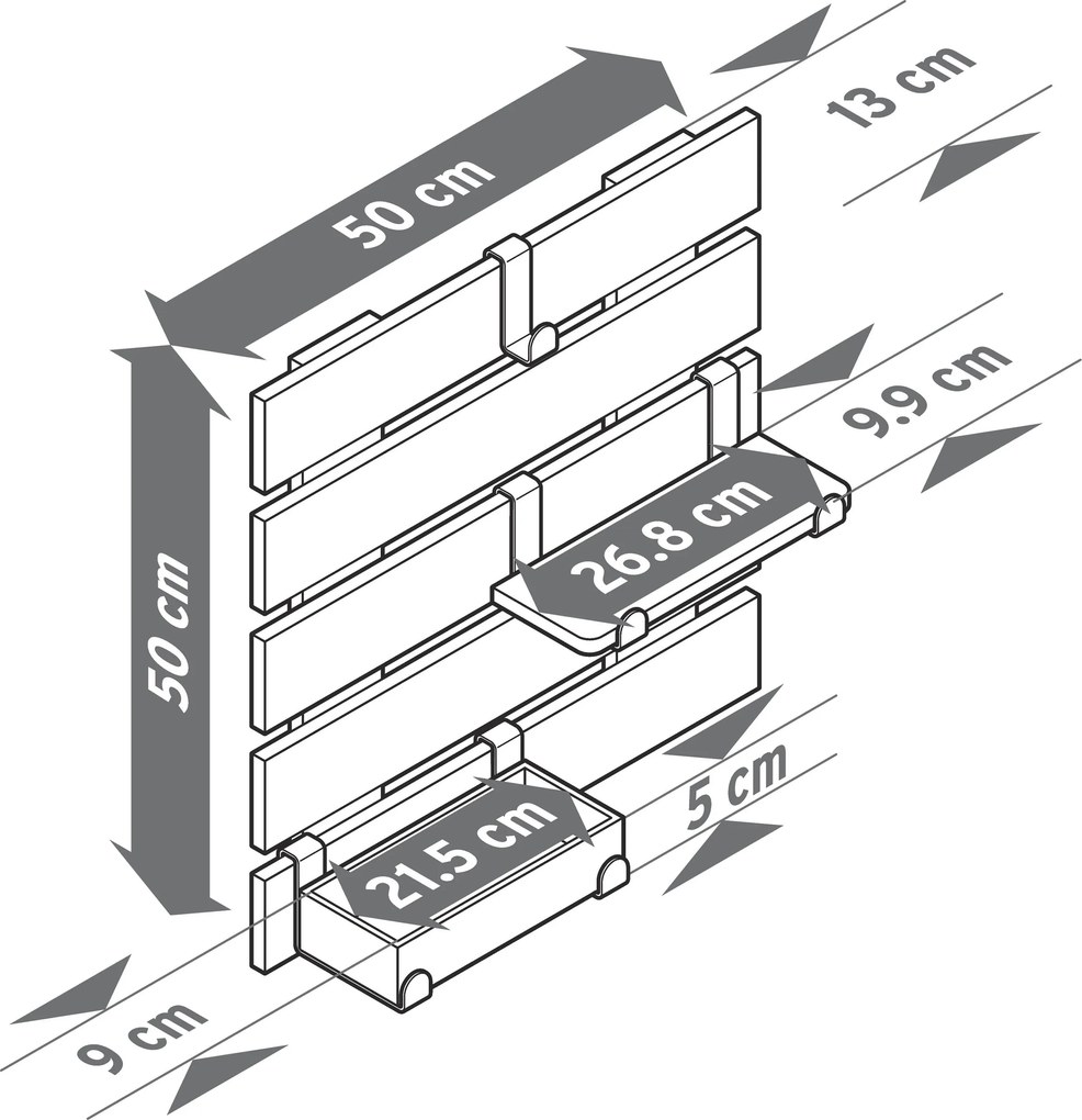 Tchibo - Nástěnný regál s flexibilními háčky a policí - barva: hnědá