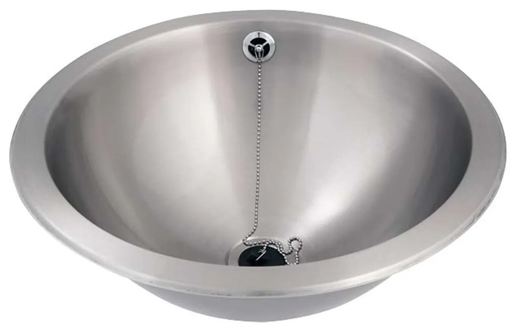 Sanela - Umyvadlo zápustné, průměr 46 cm, bez otvoru pro baterii, matná nerez SLUN 34