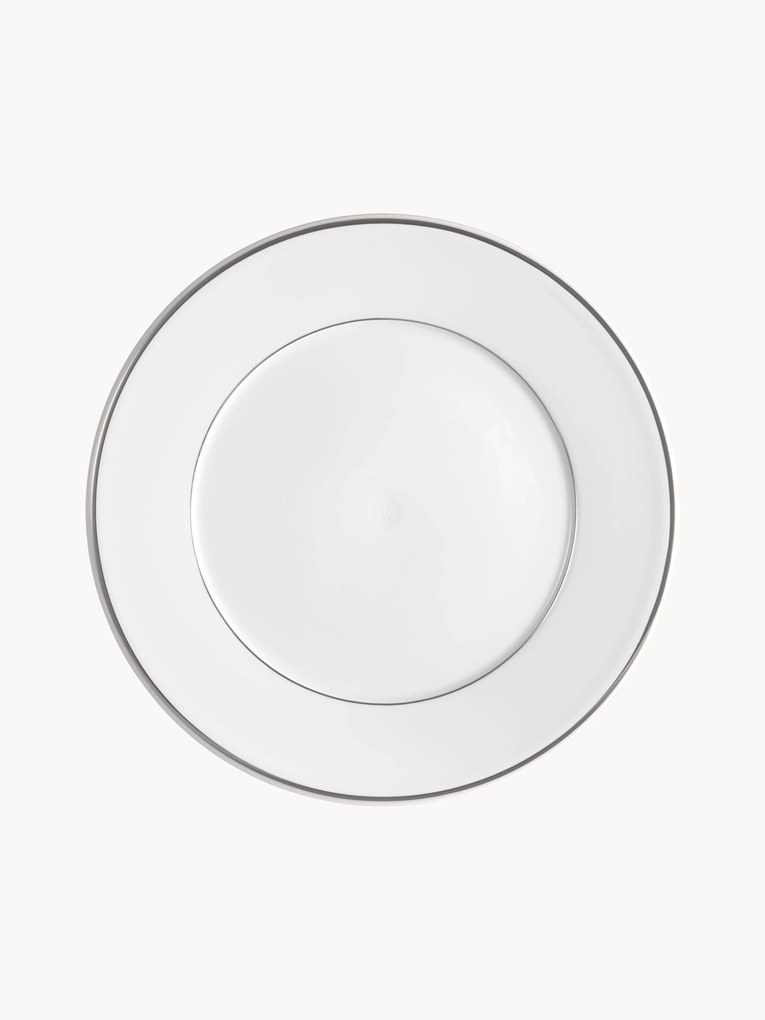 Sada ručně vyrobených mělkých talířů z porcelánu's ručně malovaným platinovým okrajem Vitruv, 2 díly