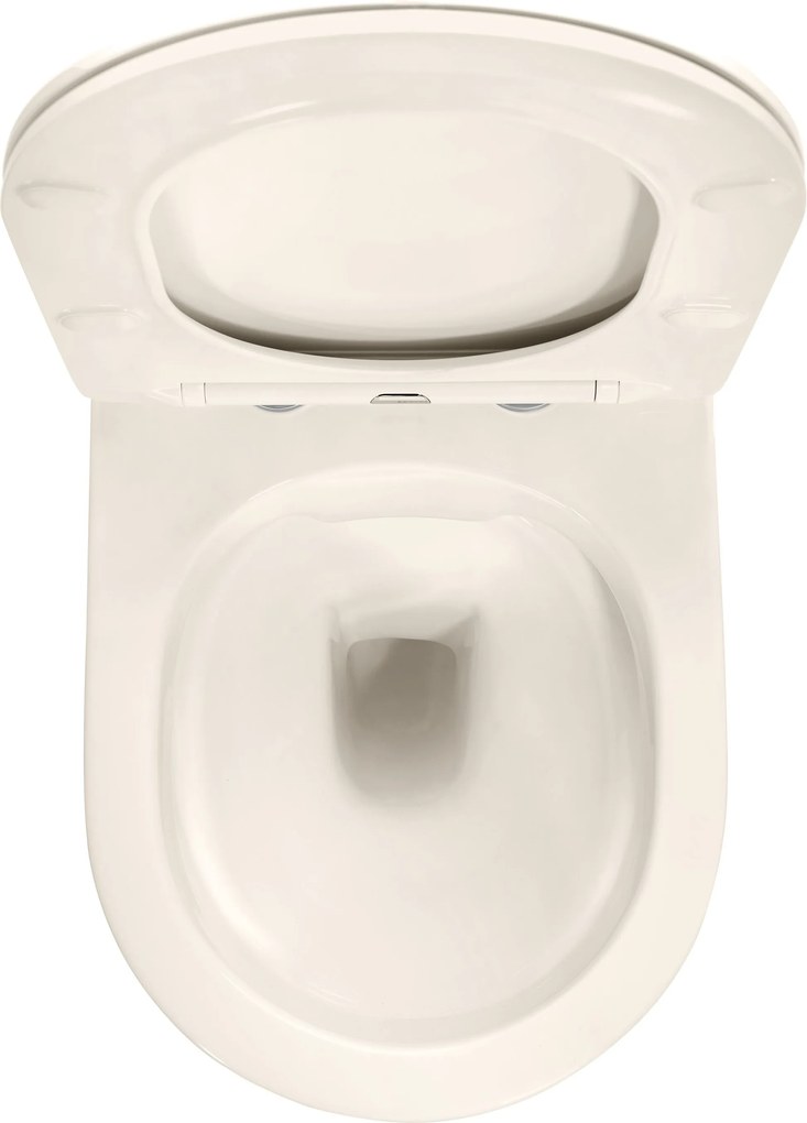 Rea Carlo Mini, závěsná WC mísa 495x370x355mm + toaletní sedátko, Ecru, REA-C5500