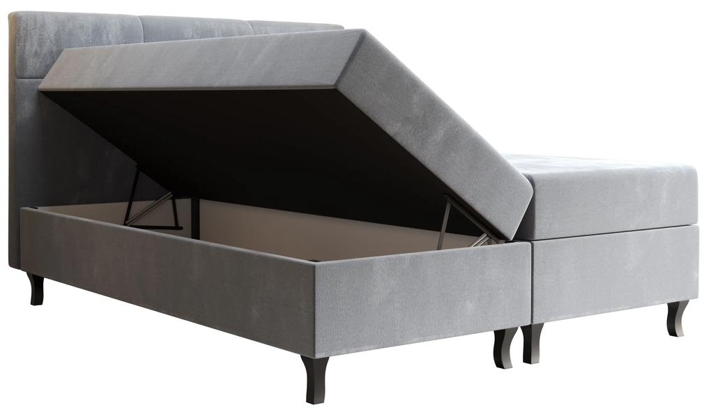 Manželská postel Boxspring 140 cm Lumba (šedomodrá) (s matrací a úložným prostorem). 1046671