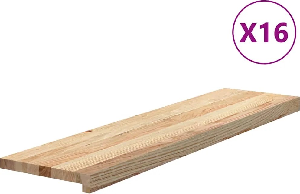 Nášlapy na schody 16 ks neošetřené 100x30x2 cm masivní dub 3282938
