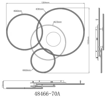 Globo 48466-70A - LED Stm. stropní svítidlo INVERTINA LED/70W/230V stříbrná + DO