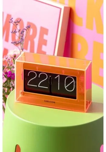 Karlsson 5976OR designové nástěnné/stolní překlápěcí hodiny oranžová, 21 cm