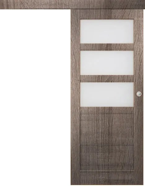 posuvné interiérové dveře na stěnu vasco doors BRAGA model 4 Průchozí rozměr: 70 x 197 cm, Orientace dveří: Levé dveře, Dekor: Buk jasmínový