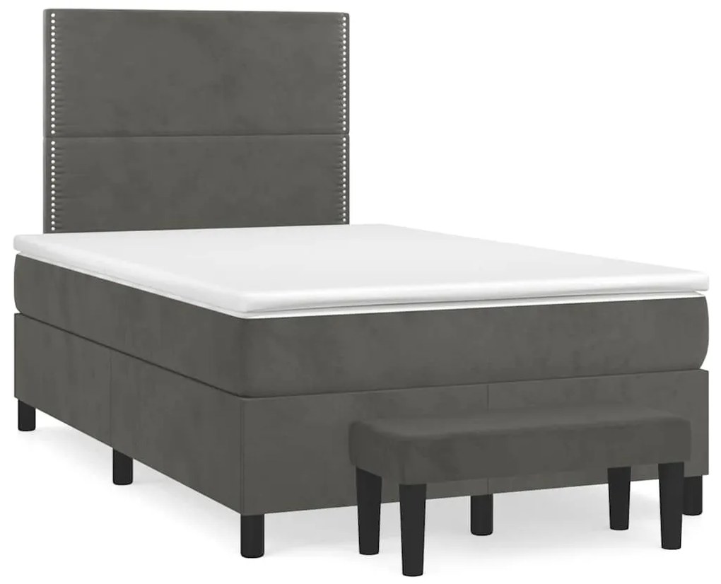 Box spring postel s matrací tmavě šedý 120x190 cm samet