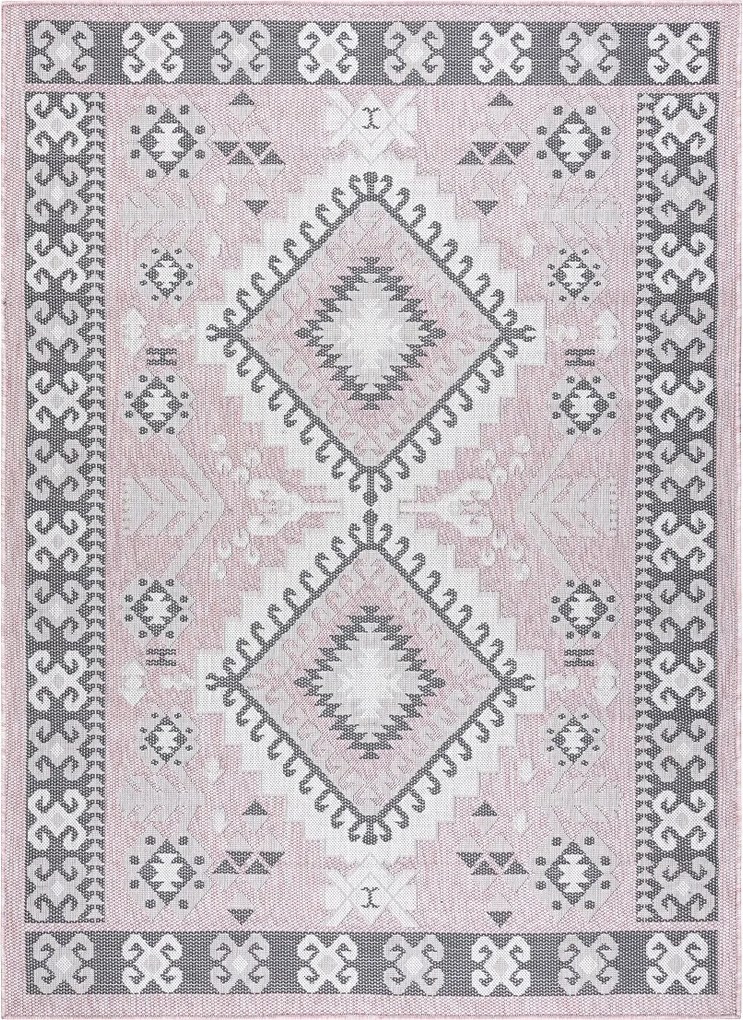 Kusový koberec Sion Sisal Aztec 3007 pink/ecru – na von aj na doma, 120x170, ružová, chodba / predsieň, Dywany Łuszczów