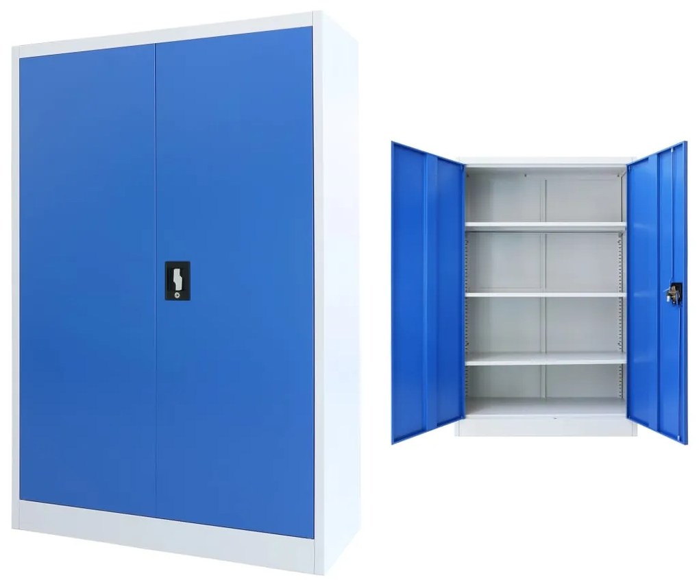245977 vidaXL Kancelářská skříň kovová 90 x 40 x 140 cm šedo-modrá