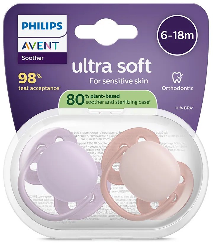 PHILIPS AVENT Šidítko Ultrasoft Premium 6-18 m 2 ks Philips Avent Chlapec