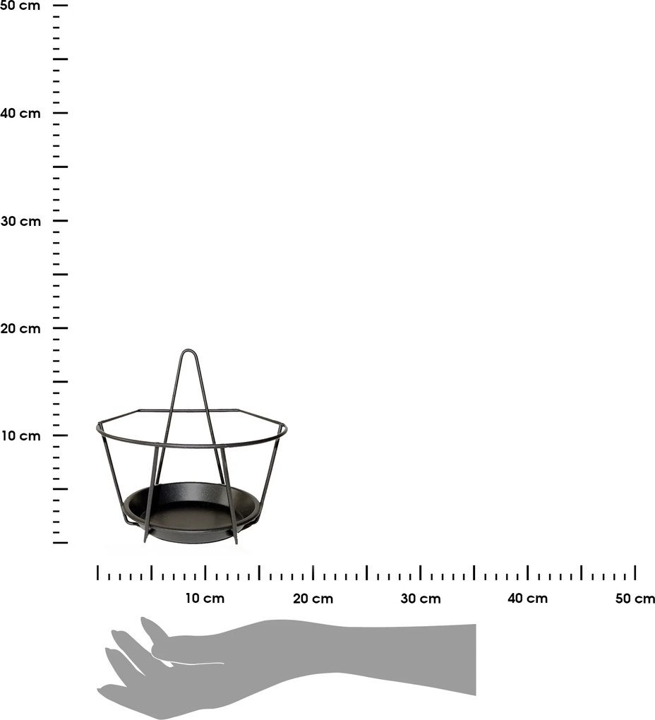 Nástěnný stojan na květiny GLORY 17 cm černý