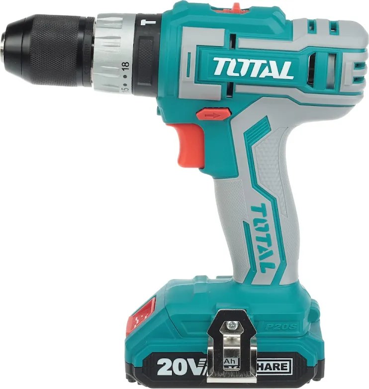 Vrtací šroubovák aku s příklepem, 20 V Li - ion (2x), 2000 mAh, v tašce, sada 50 ks TOTAL TIDLI2002E