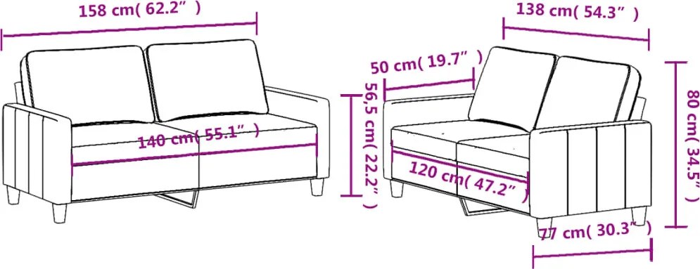 vidaXL 2dílná sedací souprava s poduškami textil [3201446] Barva: Tmavě šedá