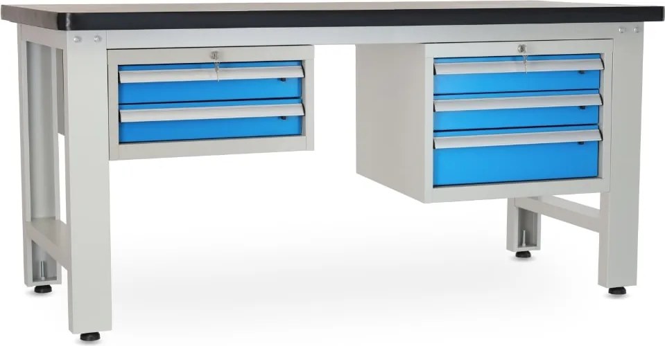 Dílenský stůl Solid MDF-23, 180 cm, 2 závěsné boxy, černá
