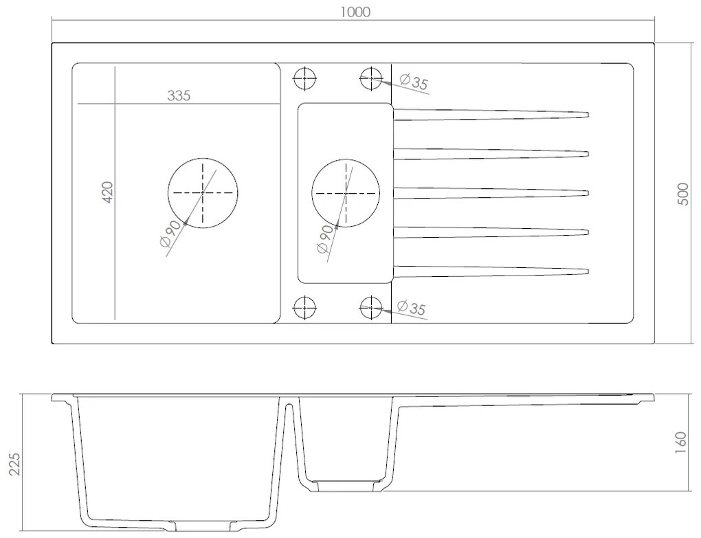 Šedý 1,5 komorový kuchyňský granitový dřez QUADRON BRUCE 156