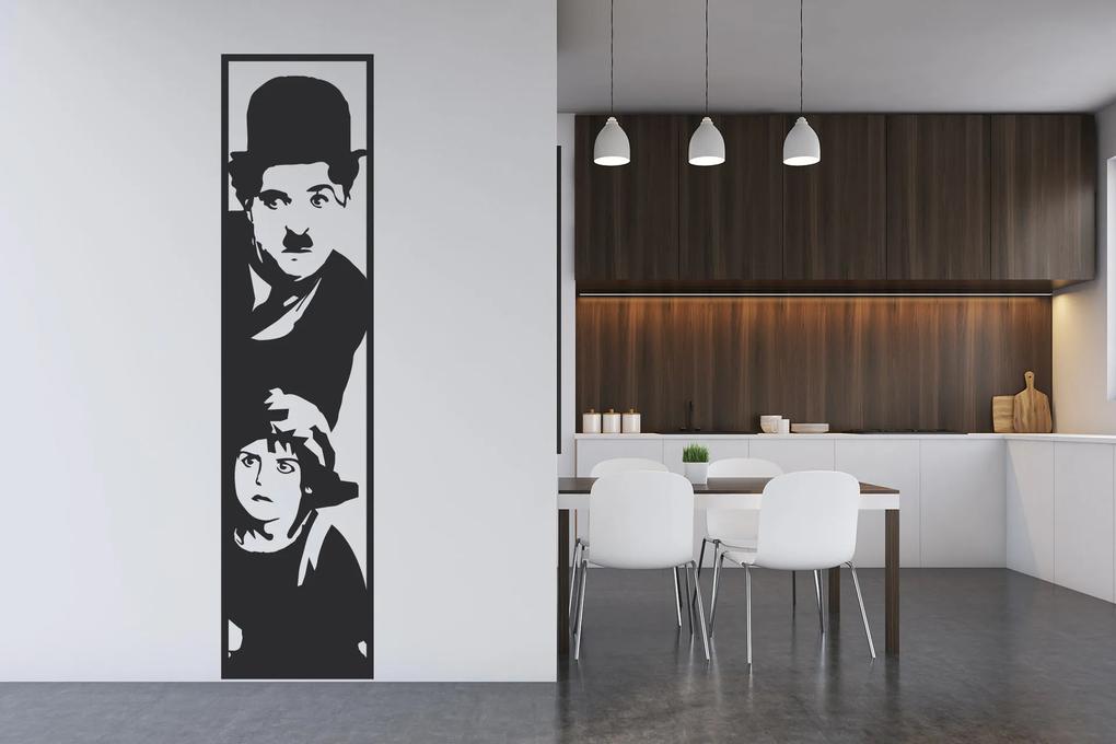 Lepy.cz Samolepka na zeď Charlie Chaplin Velikost (šířka x výška): 17x70cm, Barevná varianta: Levandulová