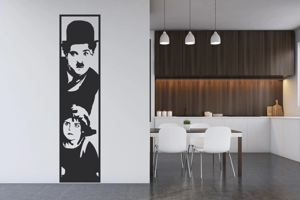 Lepy.cz Samolepka na zeď Charlie Chaplin Velikost (šířka x výška): 17x70cm, Barevná varianta: Světle hnědá