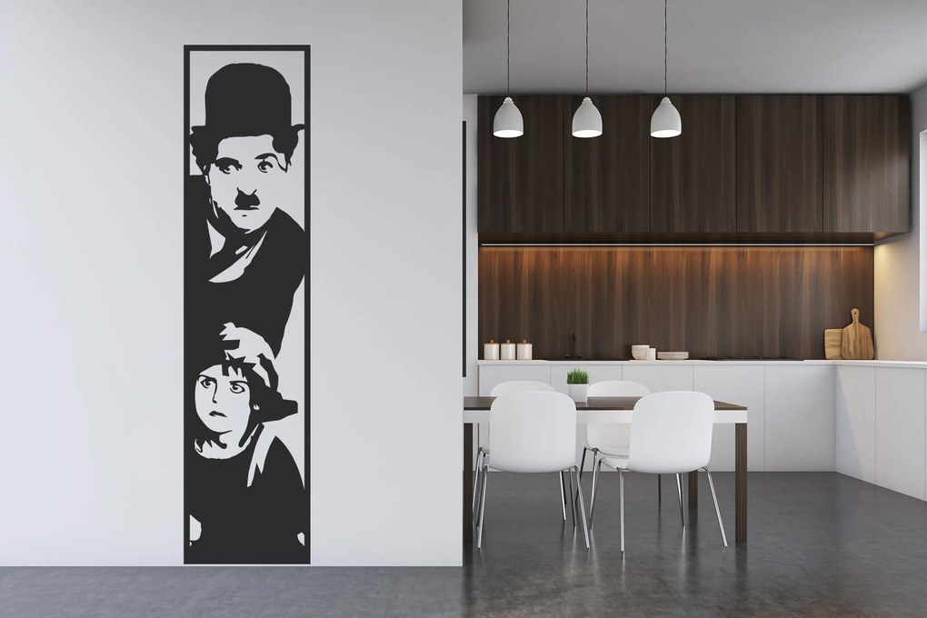 Lepy.cz Samolepka na zeď Charlie Chaplin Velikost (šířka x výška): 23x95cm, Barevná varianta: Nugátová hnědá