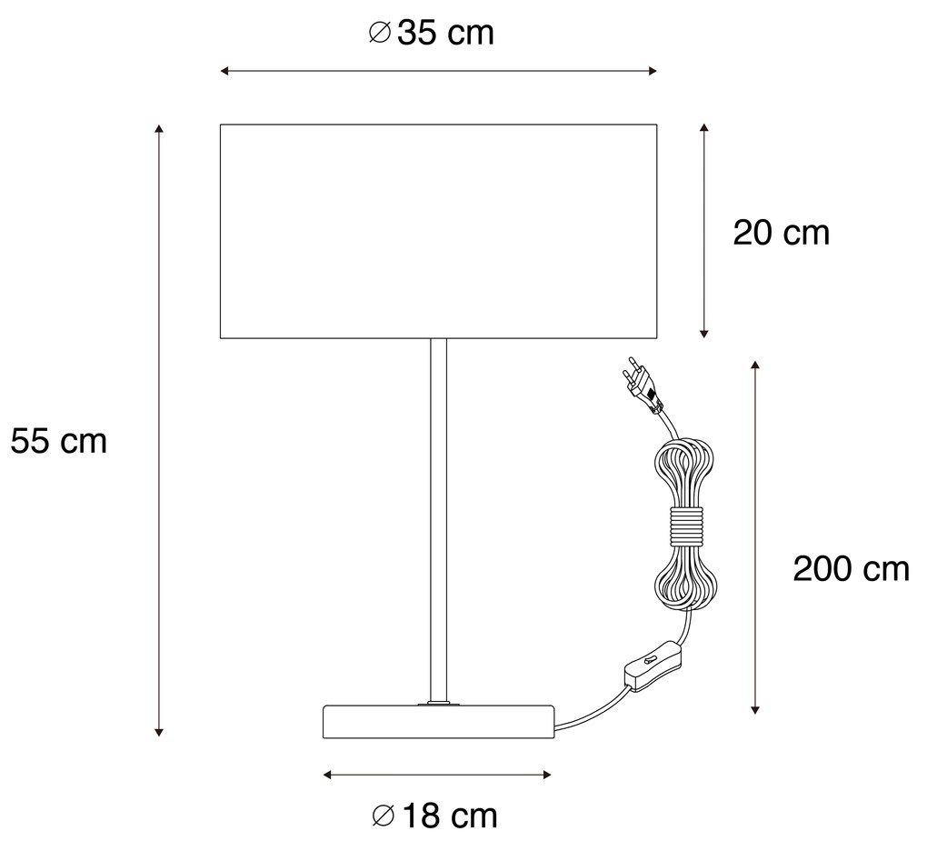 Stolní lampa mosazná s hnědým sametovým stínítkem 35 cm - Kaso