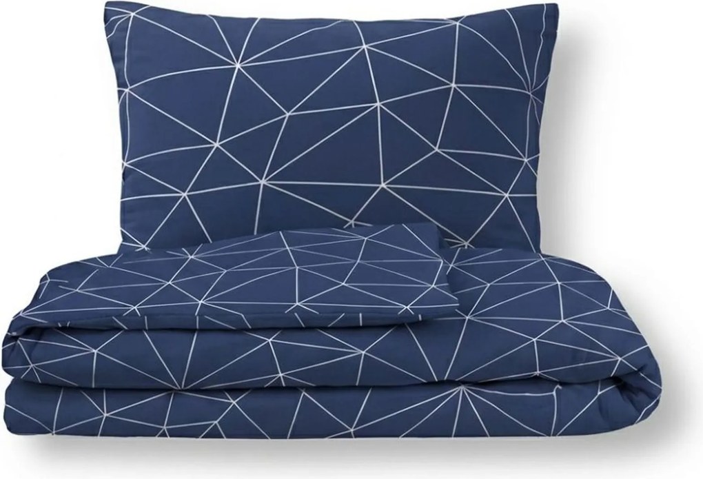 Bavlněné povlečení NORDIC COLLECTION GRID modré - 1x 220/200, 2x 70/90cm