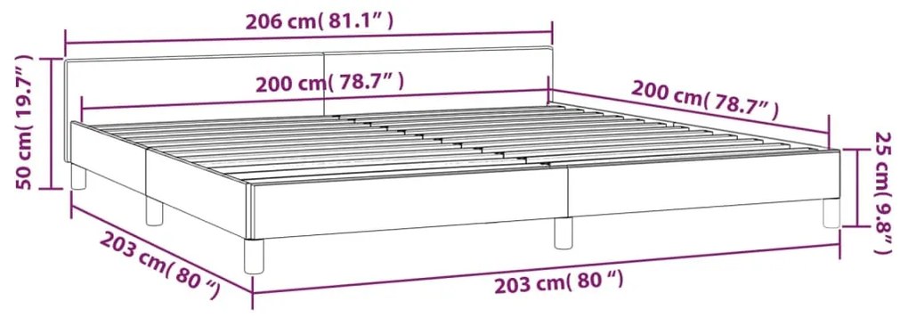 Rám postele s čelem tmavě šedý 200x200 cm samet,  347592