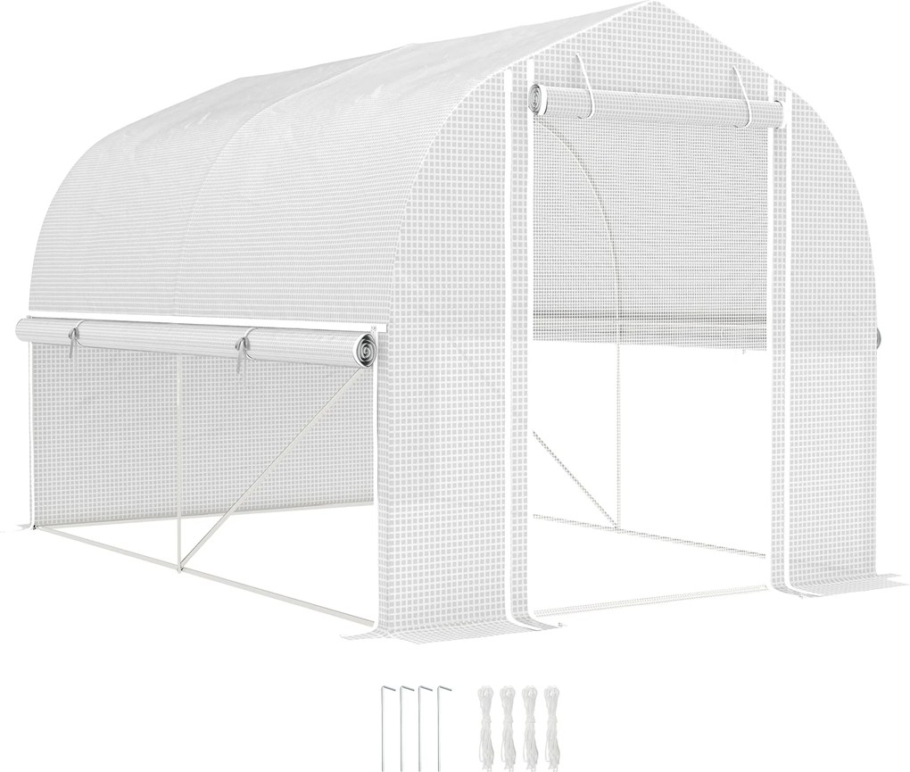 Zahradní skleník Outsunny 3 x 2 x 2 m - fóliový skleník se 4 okny a dveřmi | Aosom