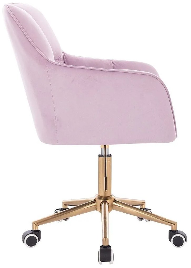LuxuryForm DESIGN Otočné křeslo AMALFI VELUR na zlaté podstavě s kolečky - levandule