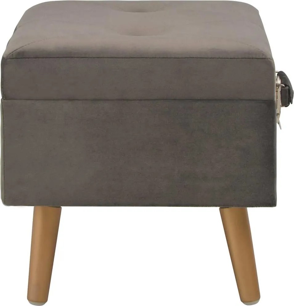 Stolička s úložným prostorem 40 cm šedá samet 329253