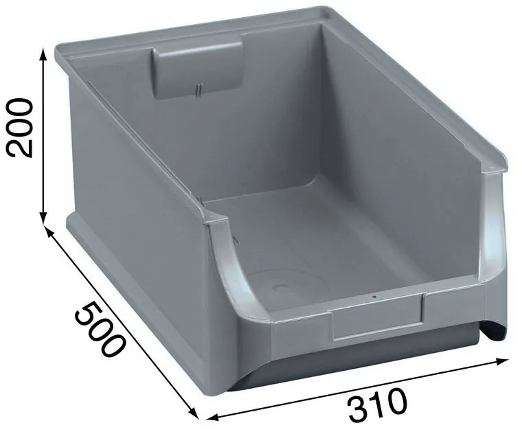 Plastové boxy PLUS 5, 310 x 500 x 200 mm, šedé, 6 ks