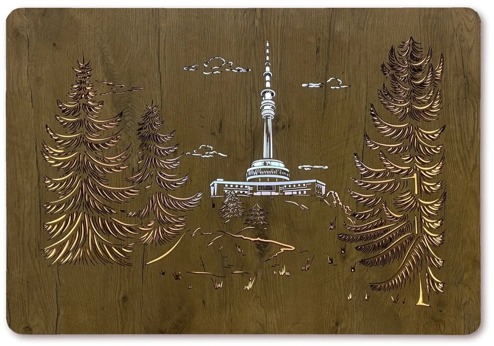 Li-Go "Praděd" světelný obraz s baterií 90x62cm varianta: ovládání na obraze bez dálkového ovladače, provedení: oliva