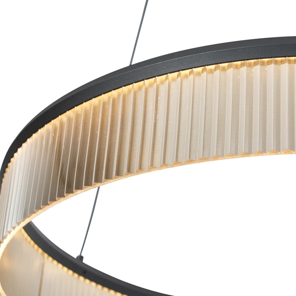 Moderní závěsné svítidlo černé 78 cm vč. LED s 3-stupňovým stmíváním - Anello Chandelier