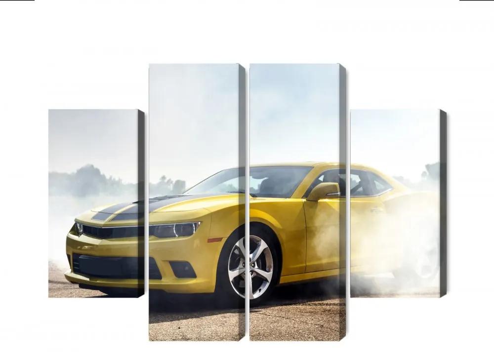 Vícedílný obraz 3D Driftující Žluté Auto Nedostatek Nedostatek Plátno Canvas 200x150